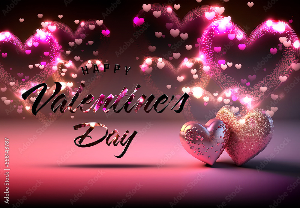 Two Pink Hearts with Text Effect Mockup for Valentine’s Day 2 Stock ...