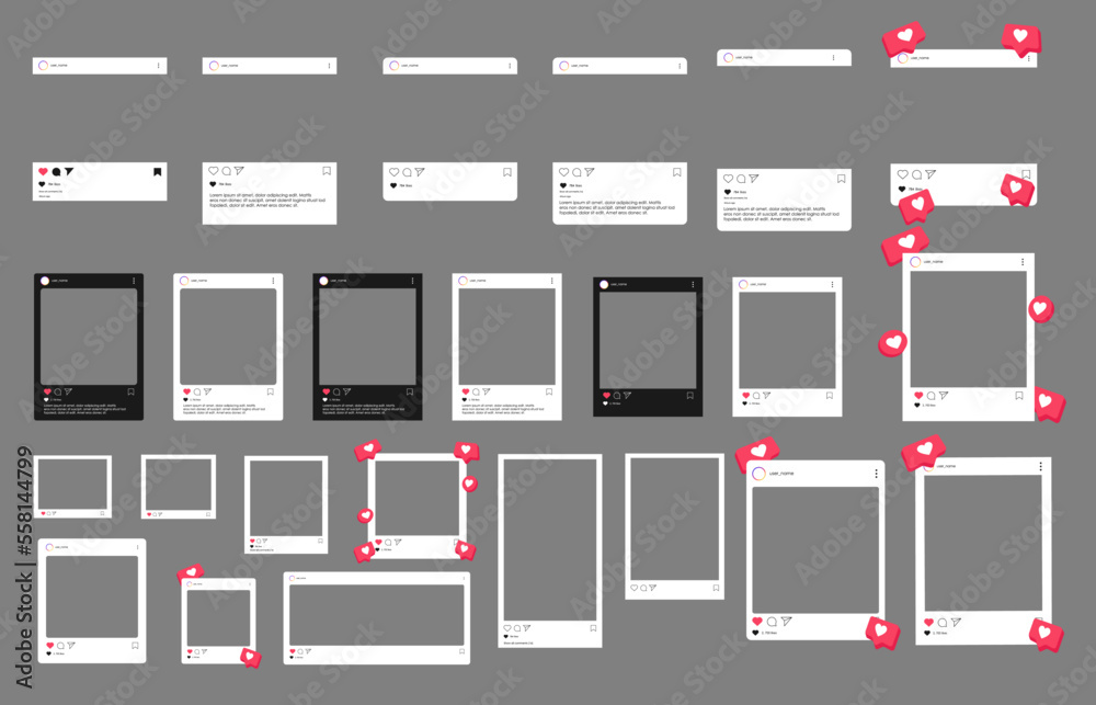 Instagram post frame vector set illustration Stock Vector | Adobe Stock