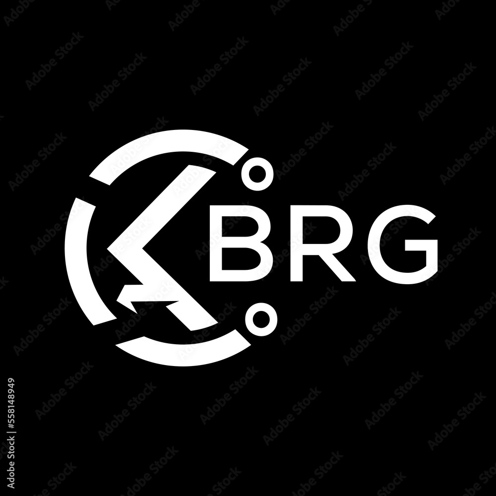 BRG letter logo. BRG white image on black background. BRG vector logo ...