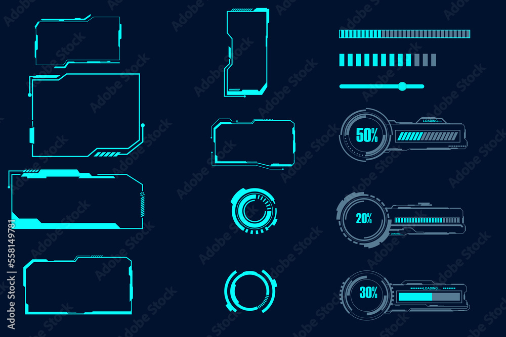 futuristic vector hud interface screen design digital callouts titles ...