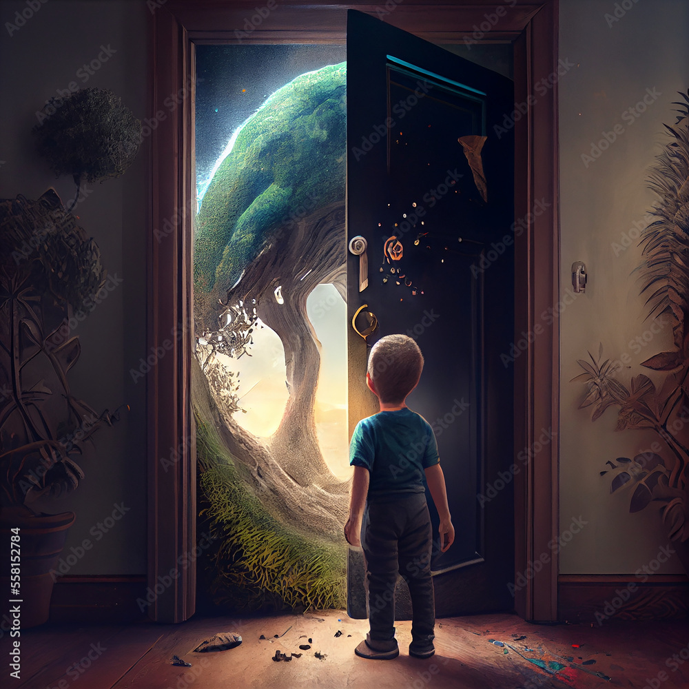 Door to imagination ai art Stock Illustration | Adobe Stock