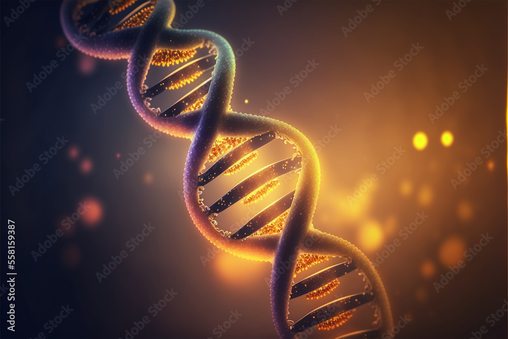 dna sequence, chromosome, genome, 3d of dna structure, abstract background, 2 strands of DNA ...