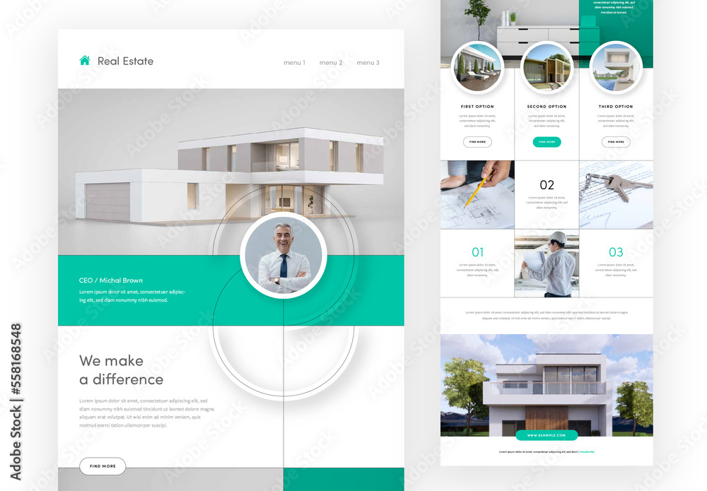 Elegant Real Estate Newsletter With Teal Accent Stock Template | Adobe ...