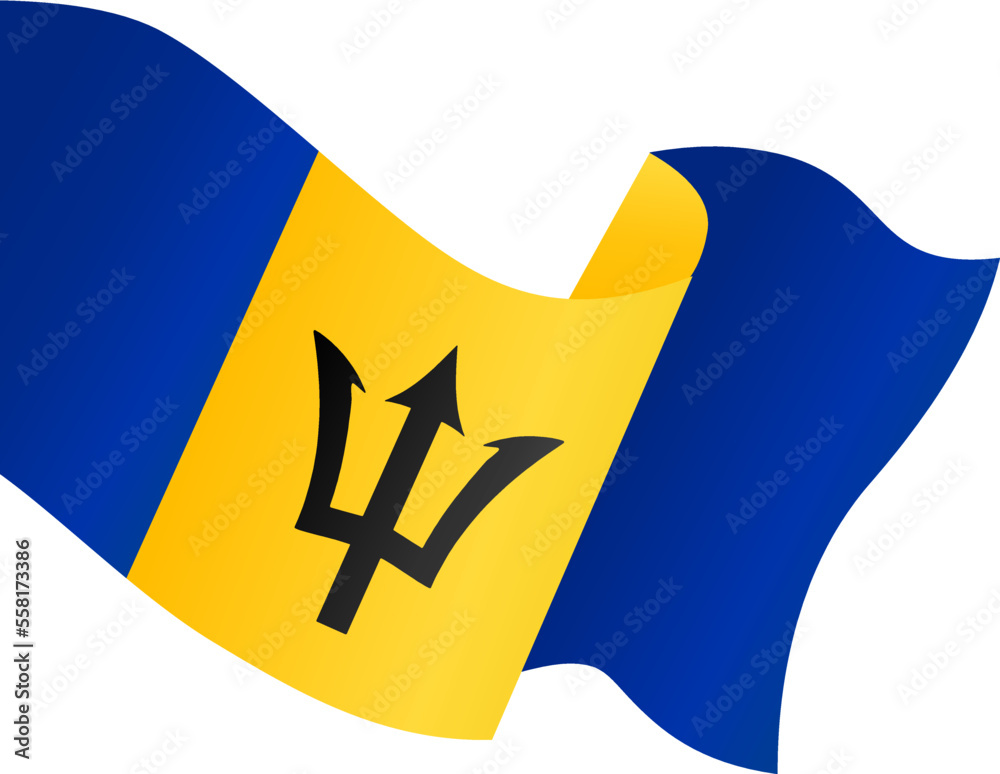 Barbados flag wave isolated on png or transparent background,Symbol ...