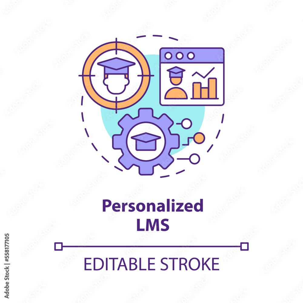 Personalized LMS concept icon. Customize settings. Learning management ...