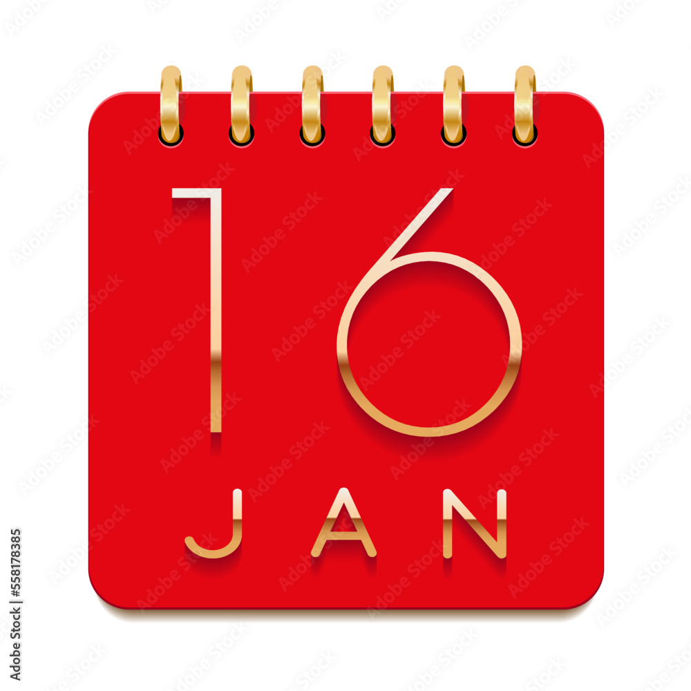16 day of the month. January. Luxury calendar daily icon. Date day week ...