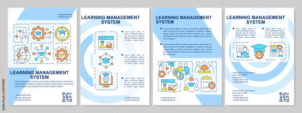Learning management system brochure template. Leaflet design with ...