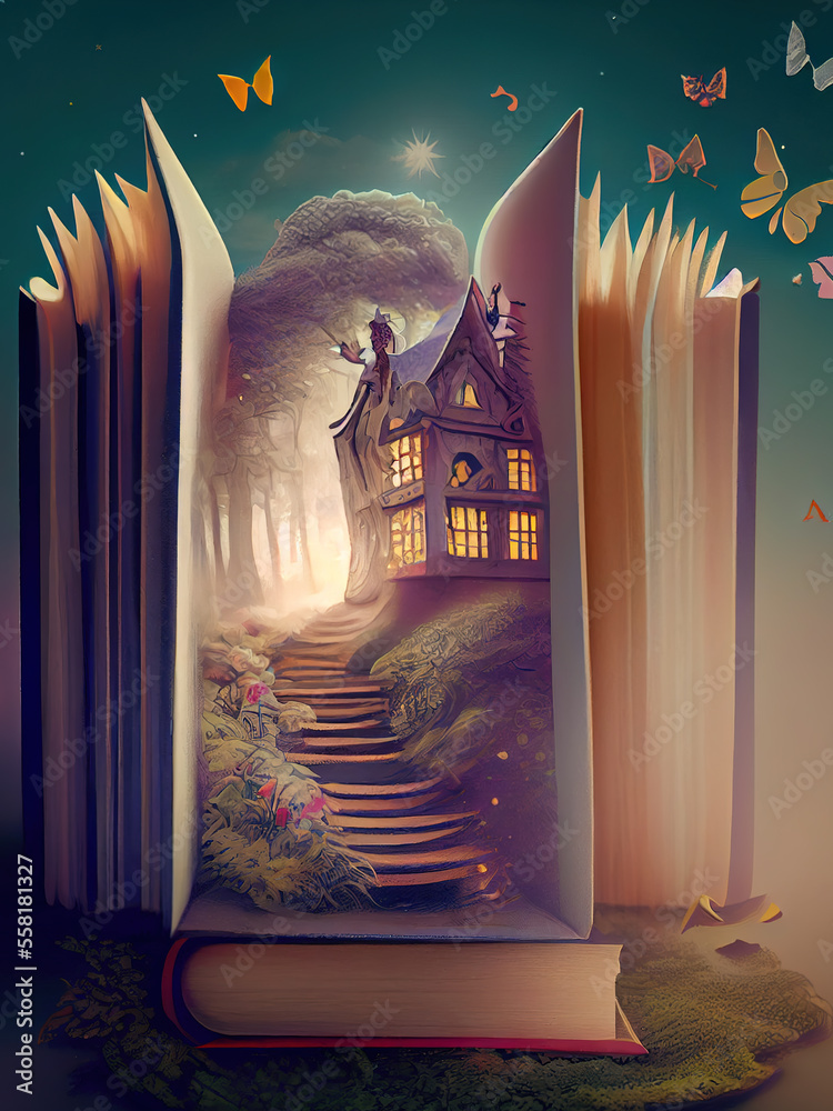 Generative Ai 3d Immersive Pastel Fairy Tale Fantasy Book Stock