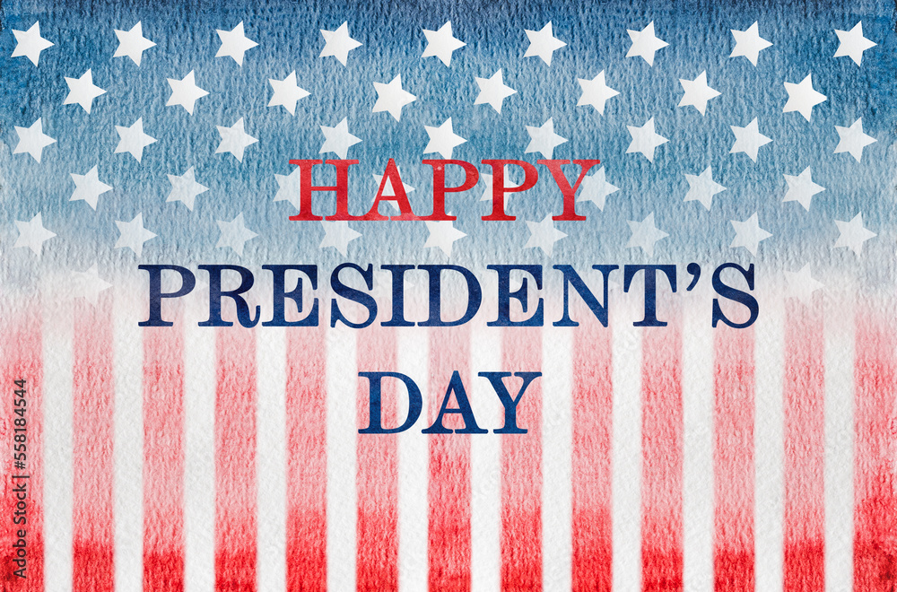 Bright watercolor drawing of the American Flag and congratulatory ...