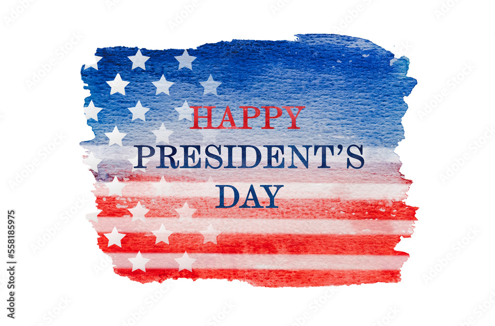 Bright watercolor drawing of the American Flag and congratulatory ...