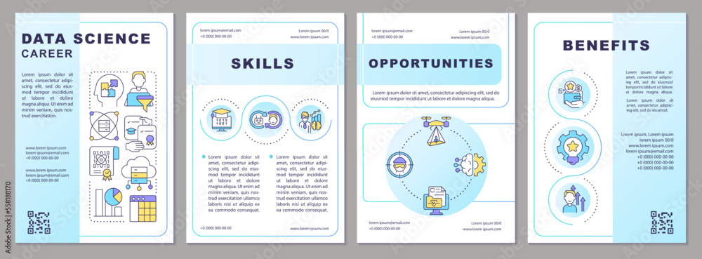 Data science career blue gradient brochure template. Engineer job ...