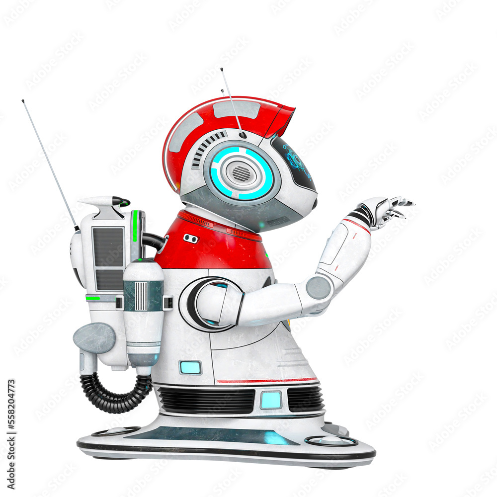 bot robot is floating in data entry pose side view Stock Illustration ...