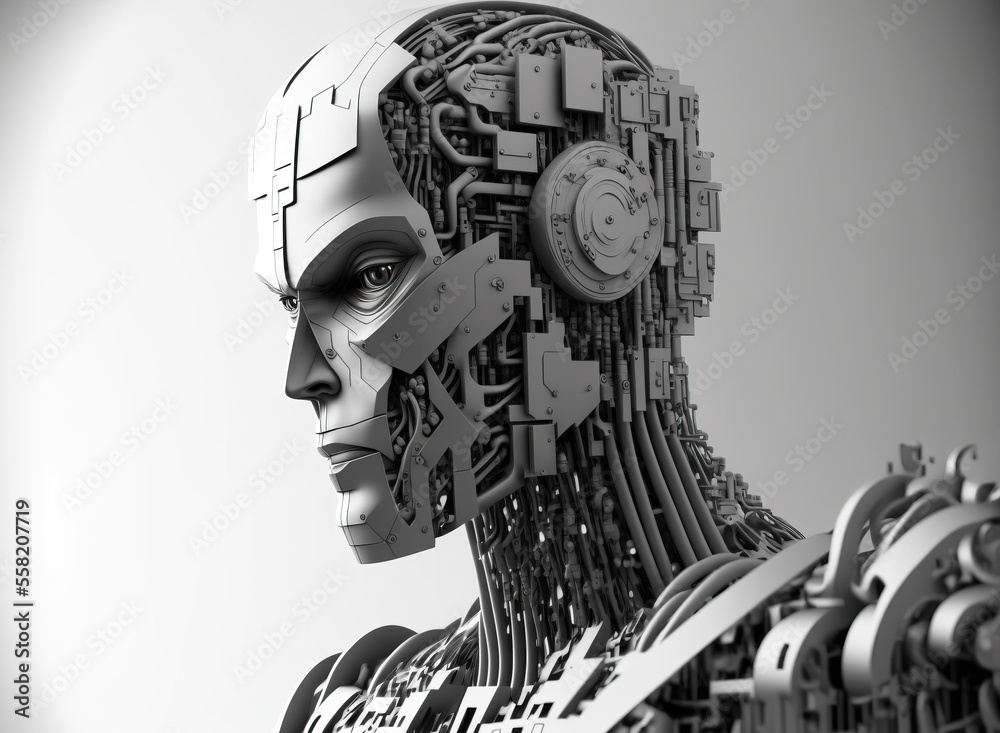 Artificial intelligence, abstract cyborg android. is not based on any ...