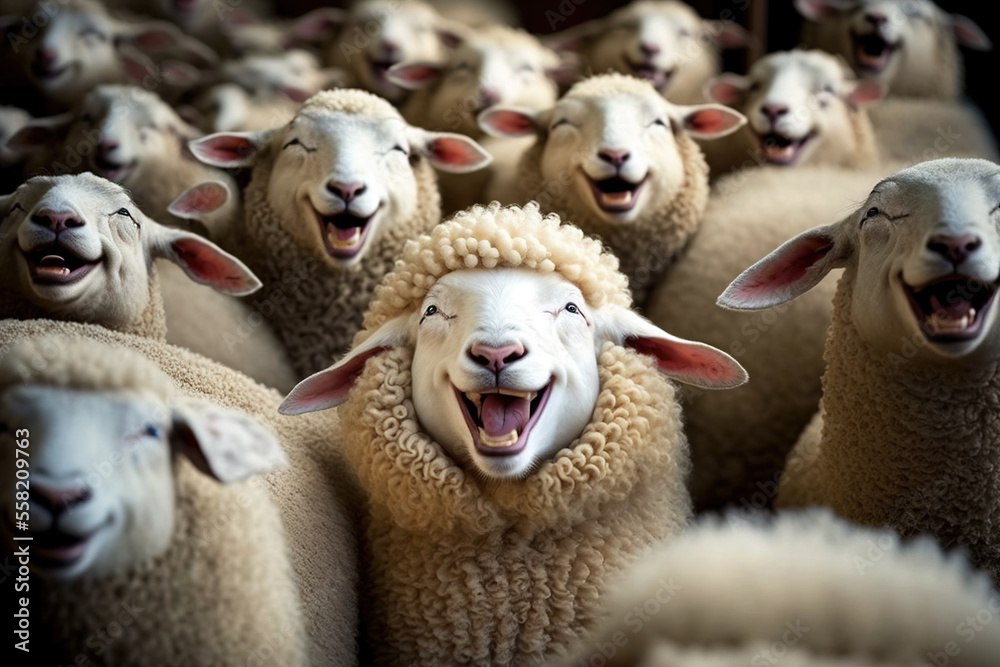 Laughing sheep, Generative AI illustration Stock Illustration | Adobe Stock