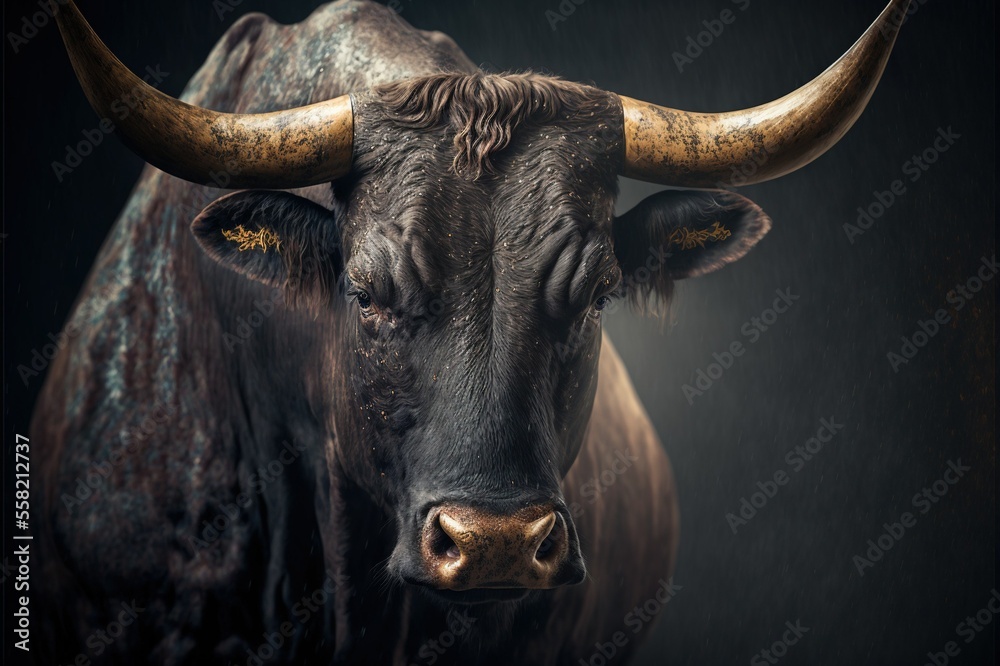 Strong Ox black wallpaper on black background ,ai genrated Stock ...