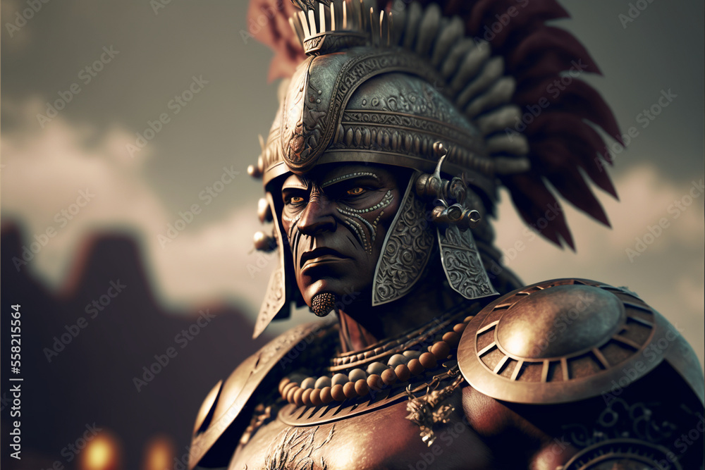 Native American portrait , Mayan warrior, Aztec, Inca, Indian tribe man ...