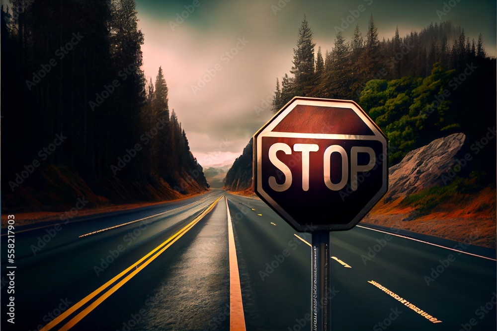 Generative AI abstract render of a stop sign Stock Illustration | Adobe ...