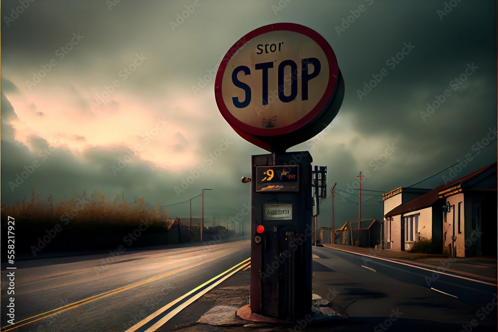 Generative AI abstract render of a stop sign Stock-Illustration | Adobe ...