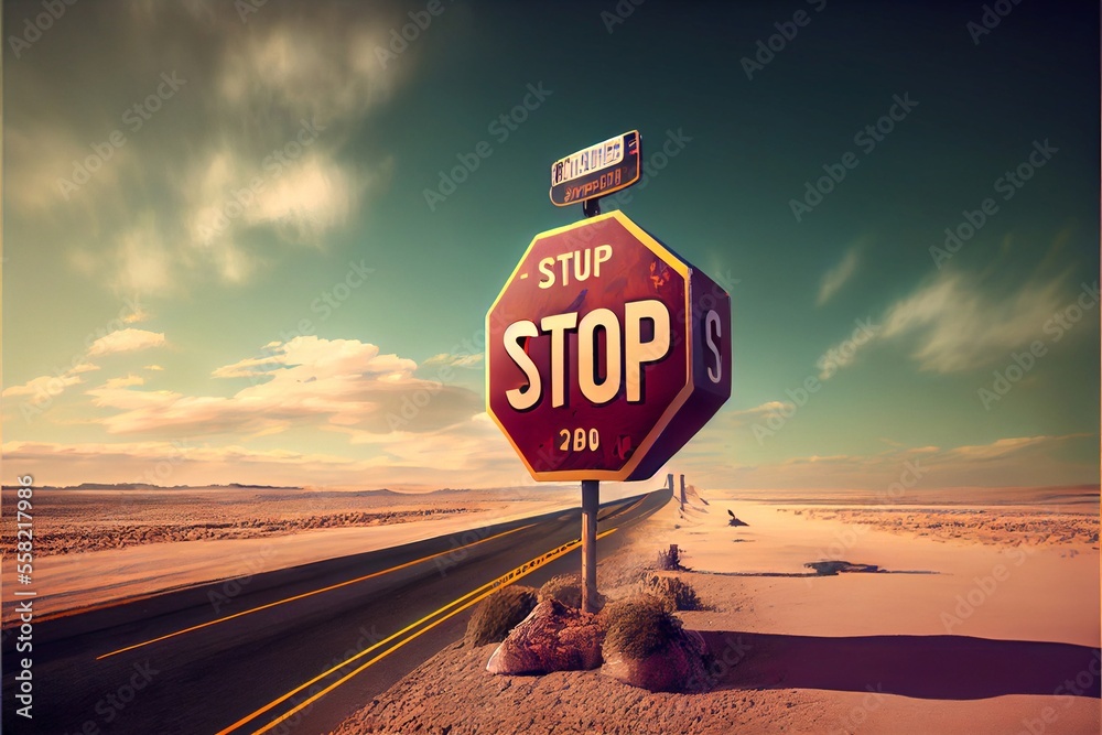 Generative AI abstract render of a stop sign Stock Illustration | Adobe ...