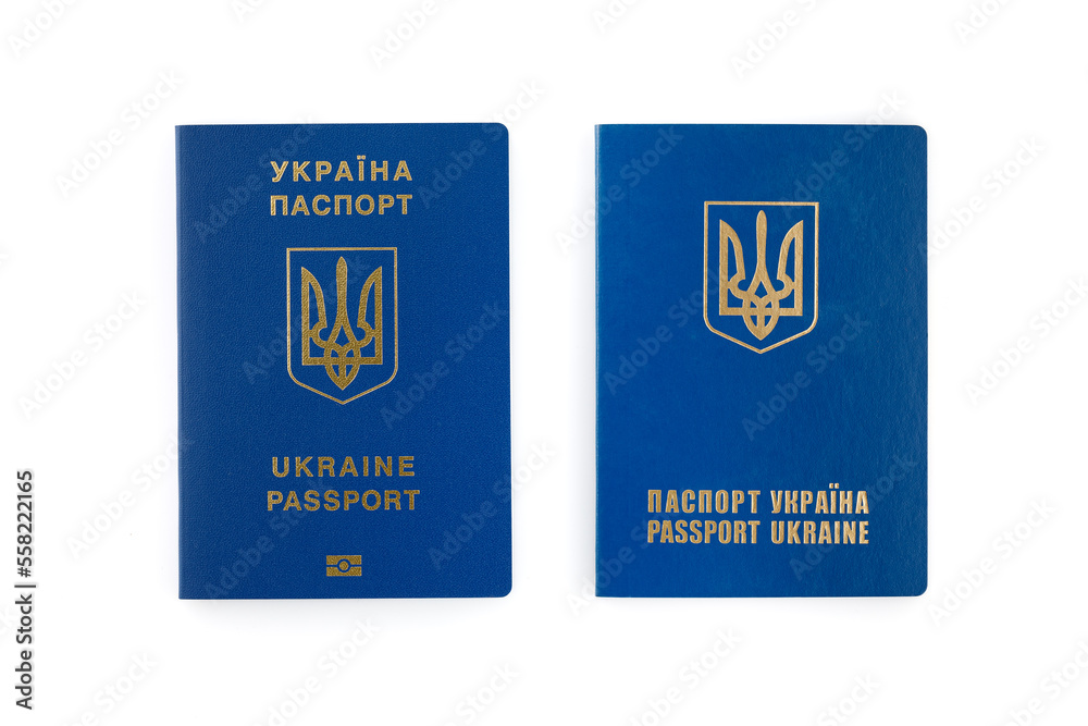 New ukrainian blue biometric passport with identification chip and old ...
