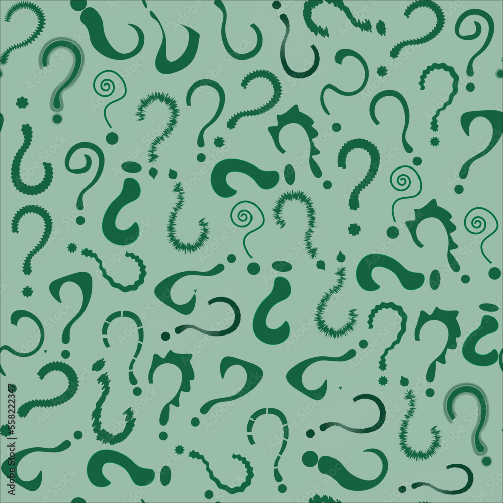 Seamless pattern with hand drawn many question marks. Differents shape ...