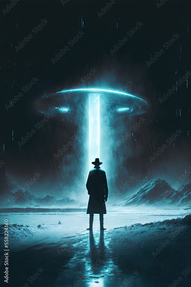 A lone witness sees the faint glow from the lights on a UFO shine ...