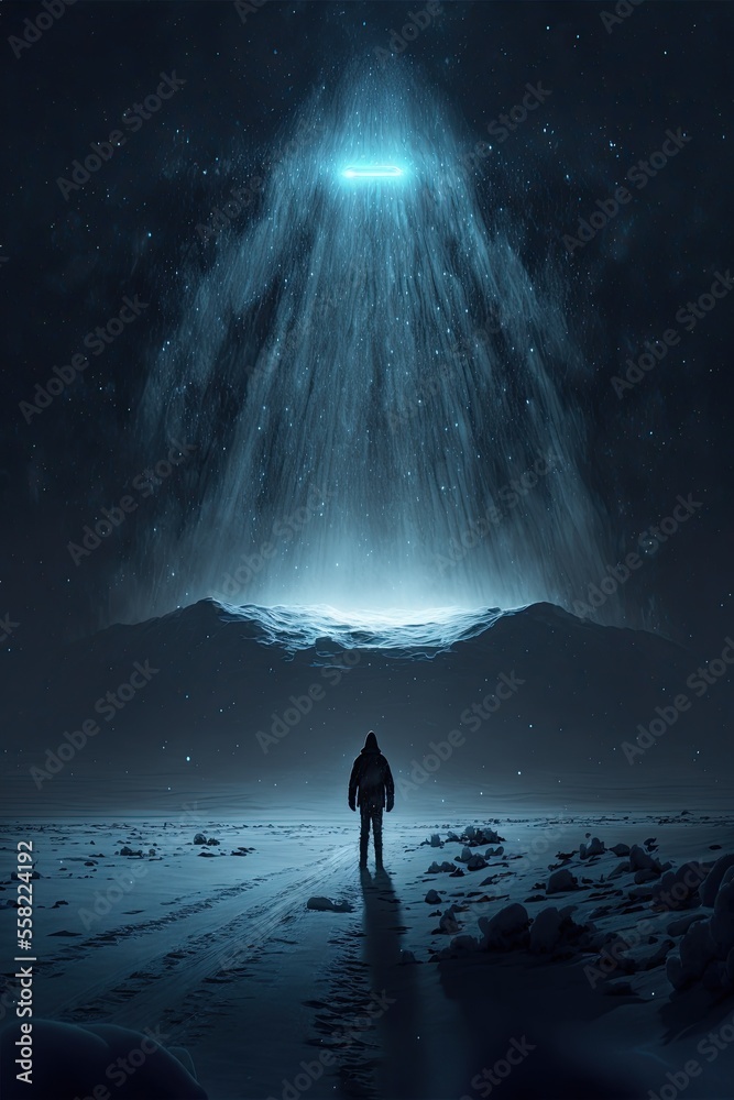A lone witness sees the faint glow from the lights on a UFO shine ...