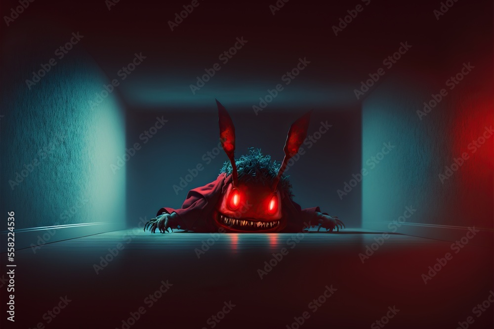 Scary horror rabbit creature is hiding under your bed. Bloodlust ...
