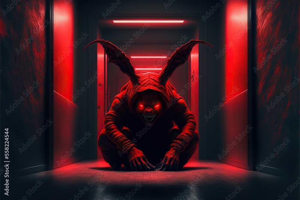 Scary horror rabbit creature is hiding under your bed. Bloodlust ...