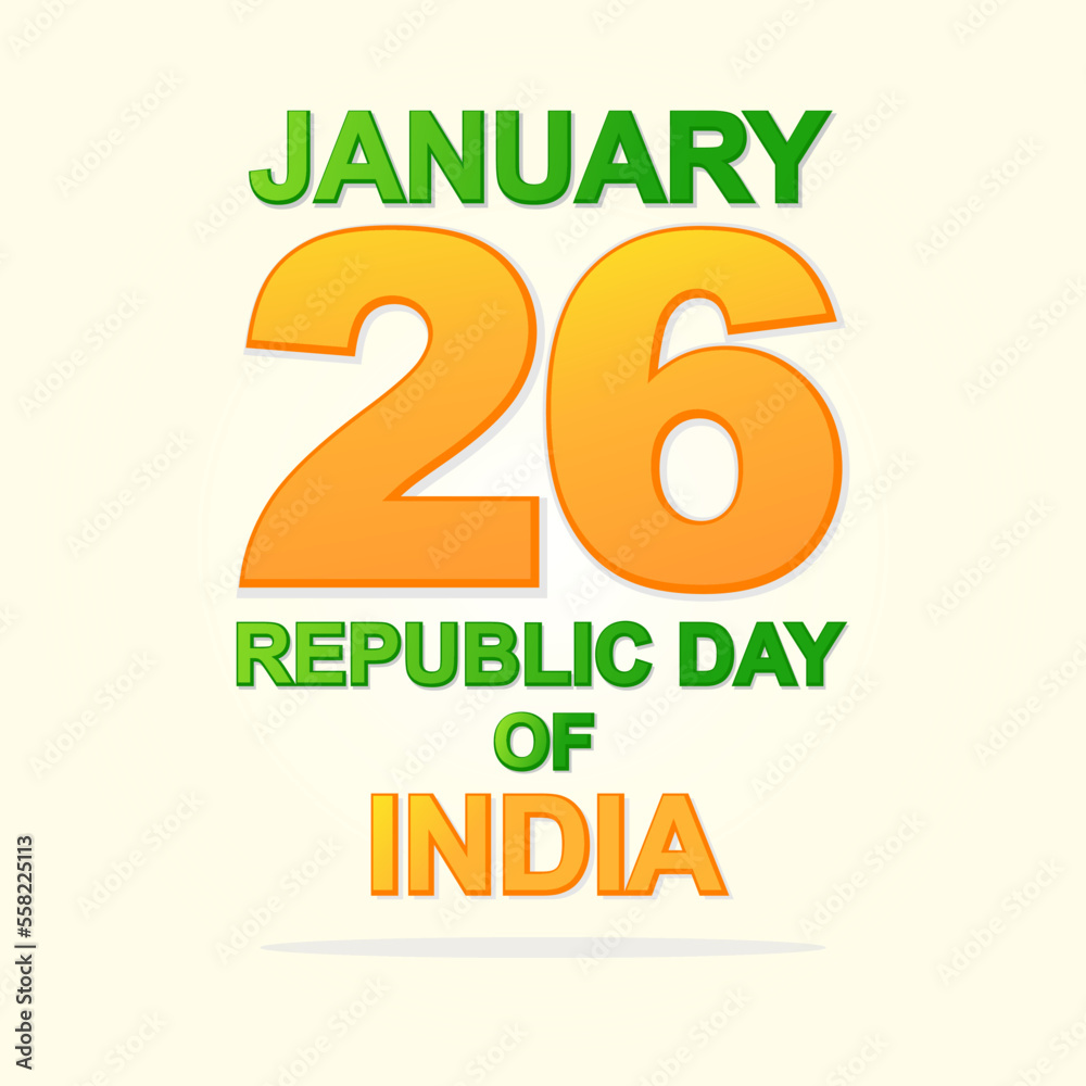 26th january republic day of india banner with 3D fonts Stock Vector ...