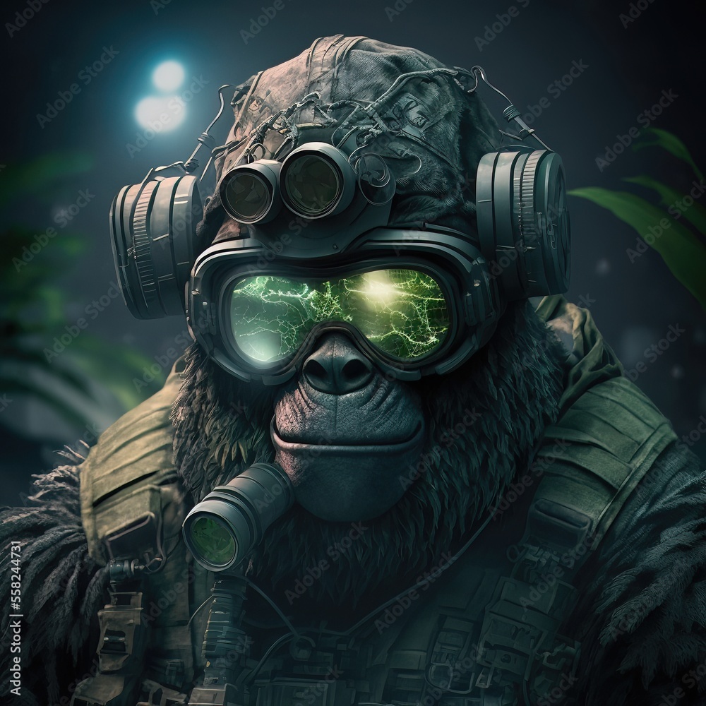 gorilla soldier in uniform Stock Illustration | Adobe Stock