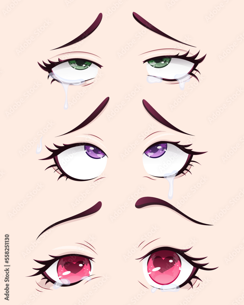 Amorous Look Valentines Day Anime Eyes Anime Girl Eyes Anime Style Eyes Vector Love Eyes