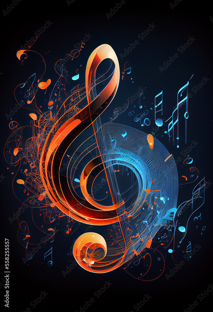 Treble Clef Vector Art with Dynamic Music Elements. Generative ai Stock ...