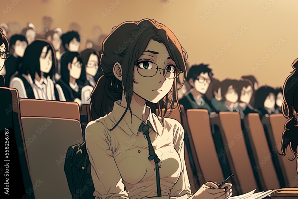 student sitting in a lecture hall, looking disinterested and disengaged ...