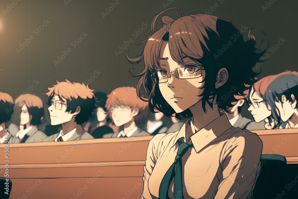 student sitting in a lecture hall, looking disinterested and disengaged ...