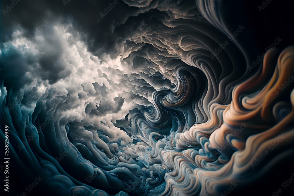 abstract shot of swirling clouds in the sky, with the curves and lines ...