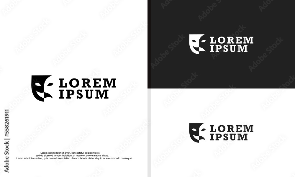 logo illustration vector graphic of theater mask, dual face. Stock ...