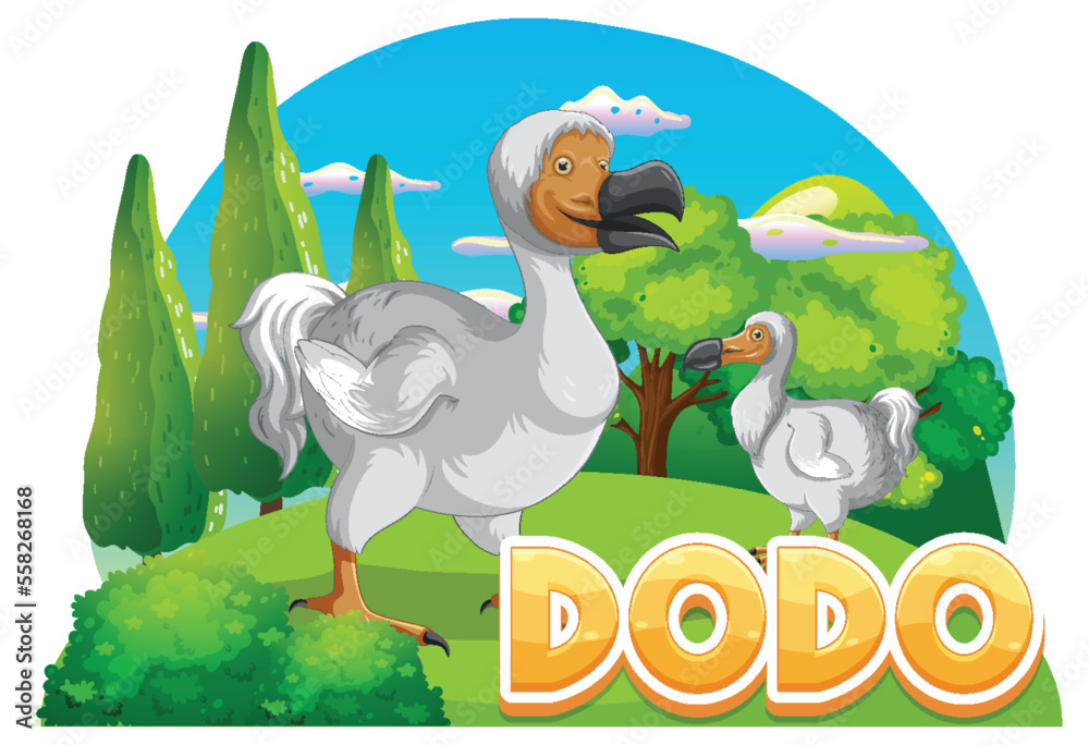 Dodo bird extinction animal cartoon logo in nature Stock Vector | Adobe ...