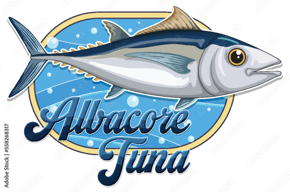 Photo & Art Print Albacore tuna logo with carton character, GraphicsRF