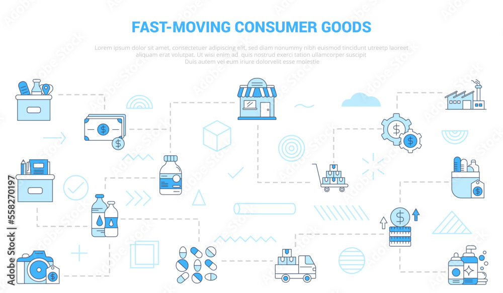 fmcg fast moving consumer goods concept with icon set template banner ...