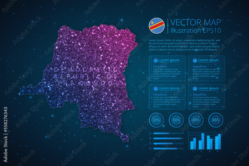 Democratic Republic of the Congo map infographics template for diagram ...