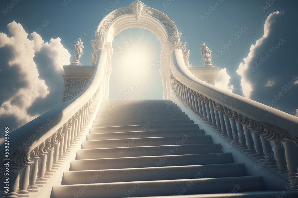 stairway to heaven, staircase in the clouds leads to the gates of ...
