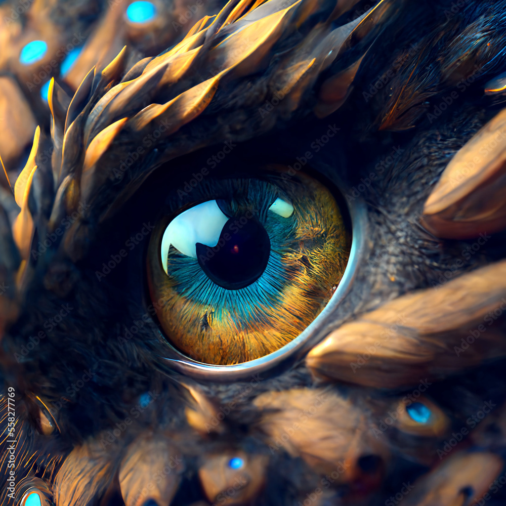 Fantastic dragon eye, close up view Stock Illustration | Adobe Stock
