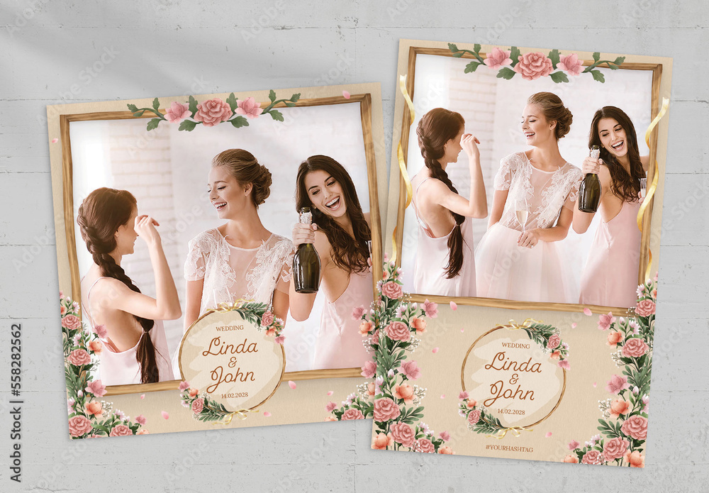 Rustic Wedding Photo Card Template Stock Template | Adobe Stock