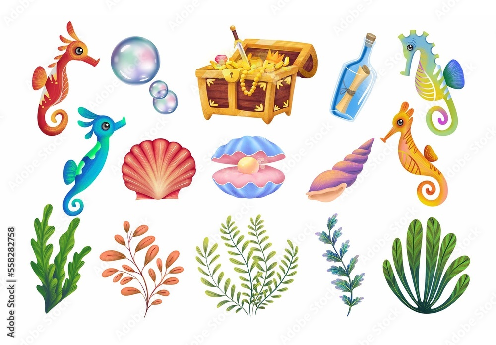 Under the Sea Clipart Illustrations Stock Template | Adobe Stock