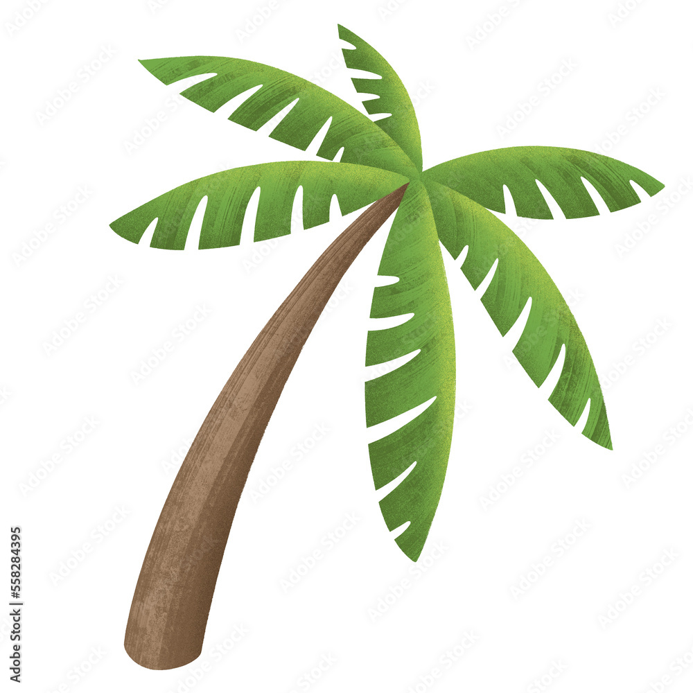 palm tree leaf cartoon clipart illustration Stock Illustration | Adobe ...