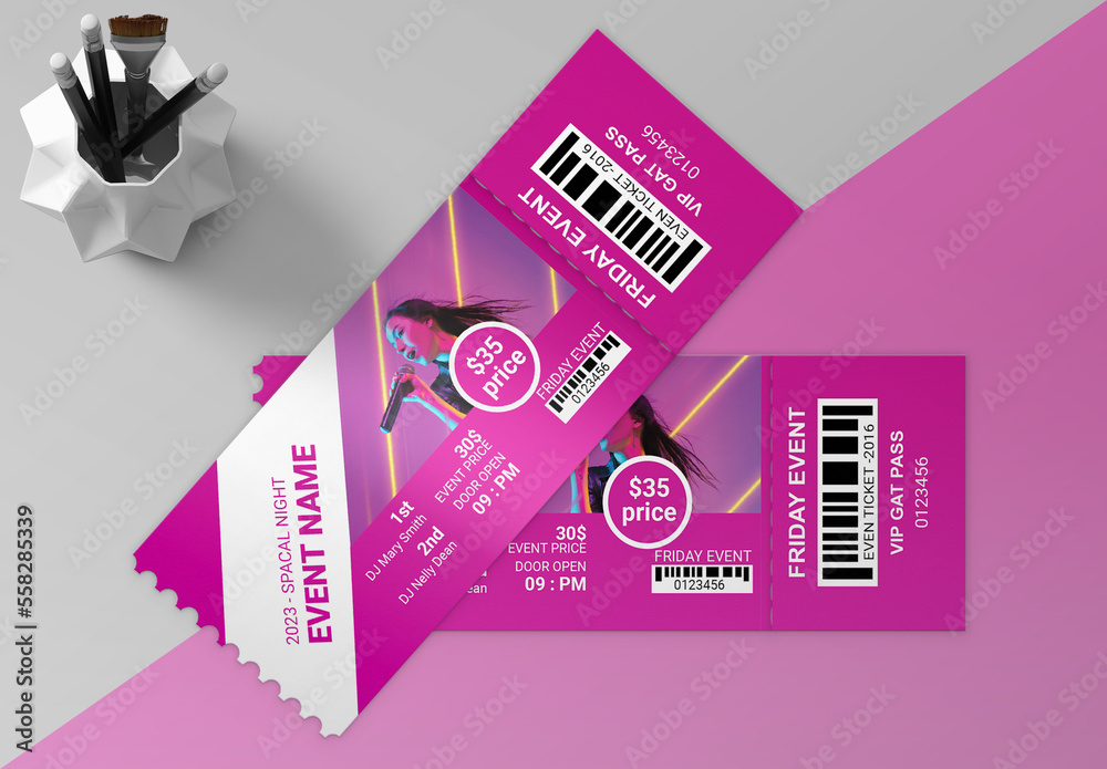 Friday Party Event Ticket Design Stock Template | Adobe Stock