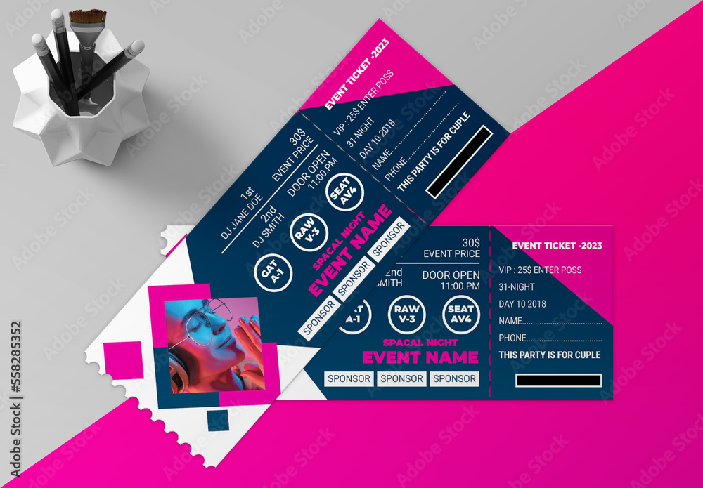 Night Event Ticket Design Stock Template | Adobe Stock