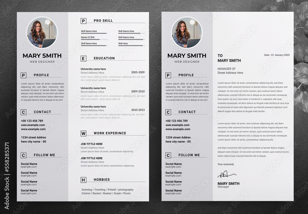 Resume Design Template Layout Stock Template | Adobe Stock