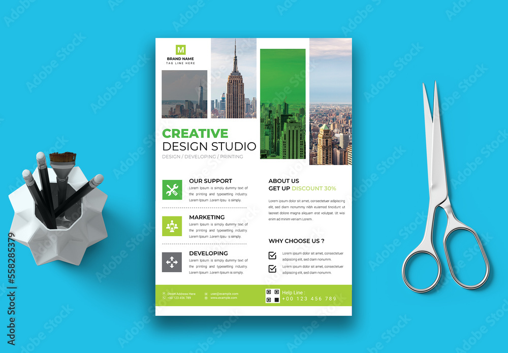 Studio Flyer Design Template Layout Stock Template | Adobe Stock